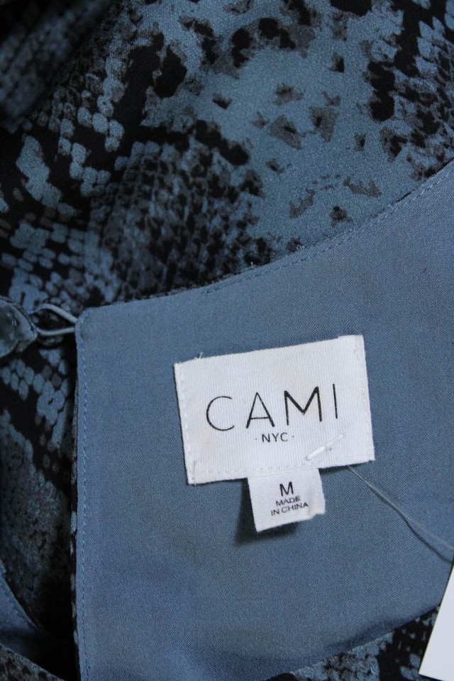 Cami NYC Womens Blue Silk Python Skin Print Crew Neck Blouse Top Size M ...
