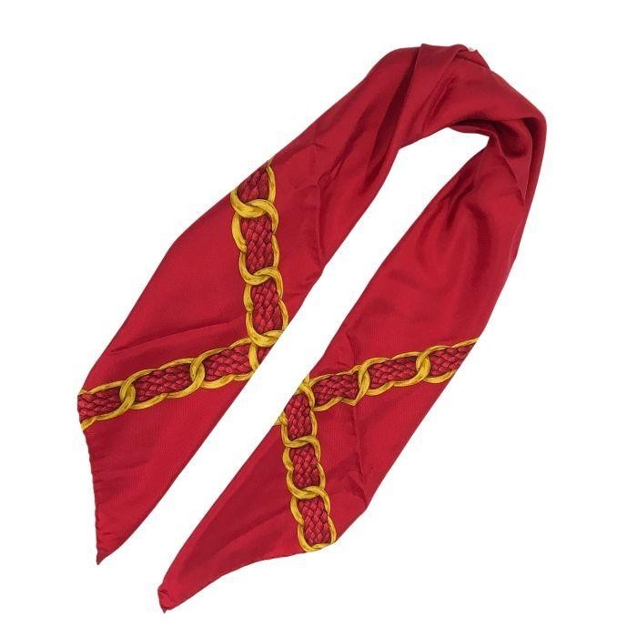 Used [Used] CHANEL Scarf [Very Good] Stole Bandana Red No Tag 86×86cm ...