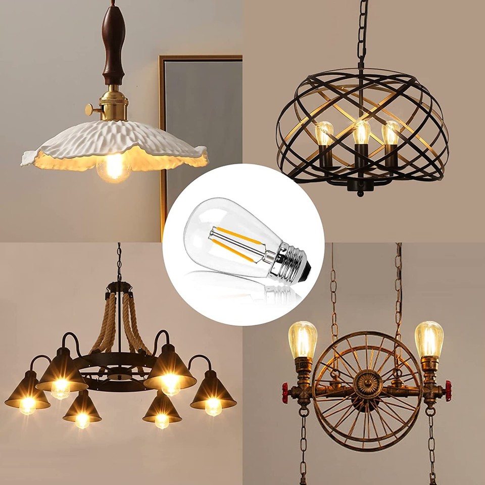 2W LED Bulb S14 E26 Replacement Shatterproof Edison Light Bulbs 20W ...