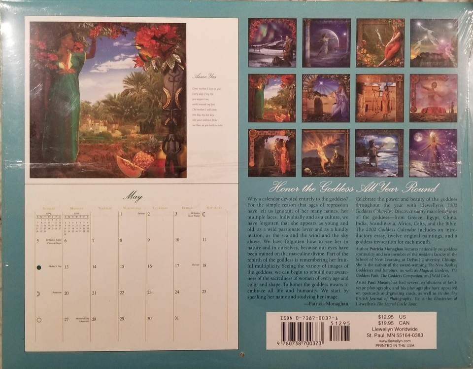 2002 Llewellyn Goddess Calendar Sealed NEW Paul Mason Patricia Monaghan ...