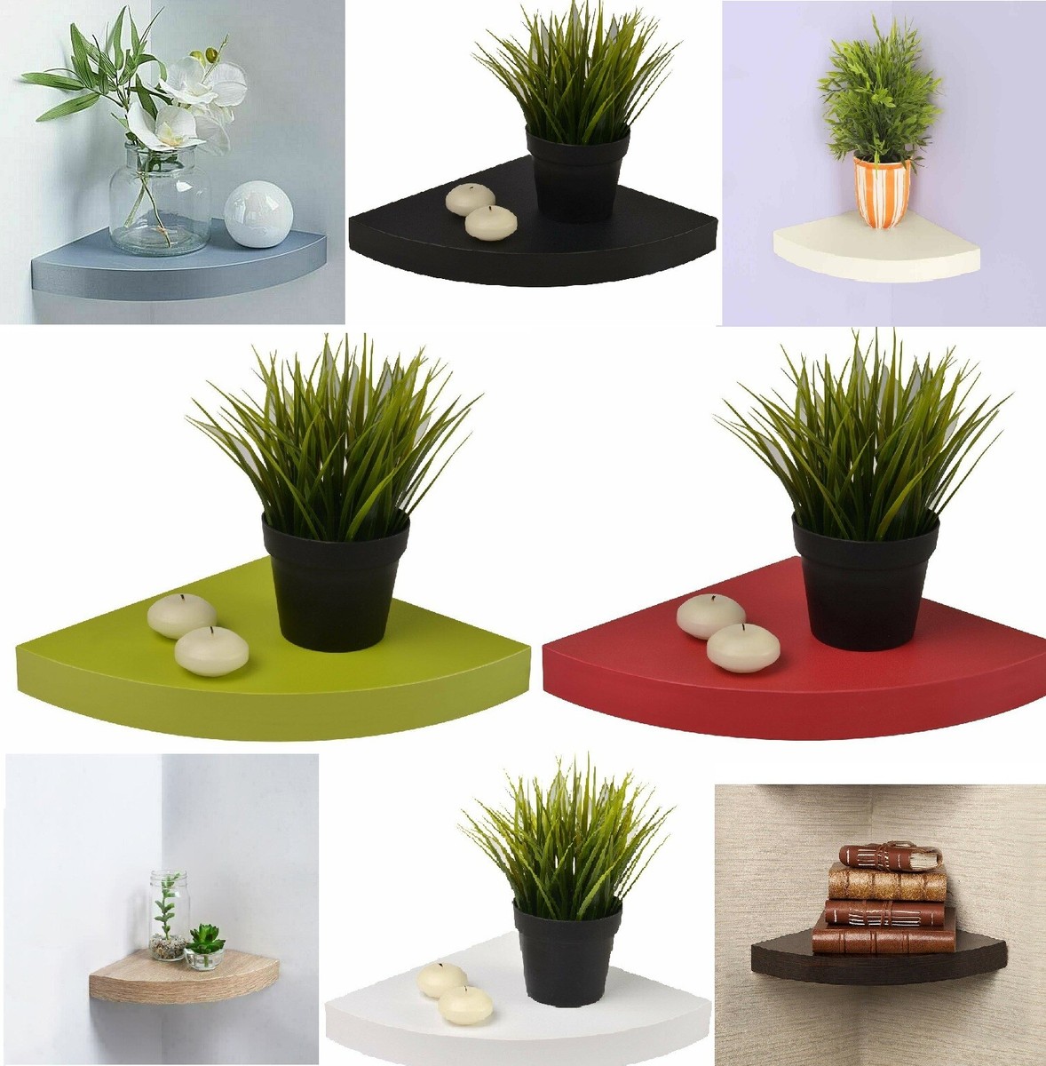 Wall Mounted Corner Shelf Display Wooden Retro Floating Wall Corner