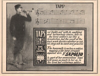 Sapolio Soap Soldier Playing Taps Bugle Music Notes 1899 Antique Print ...