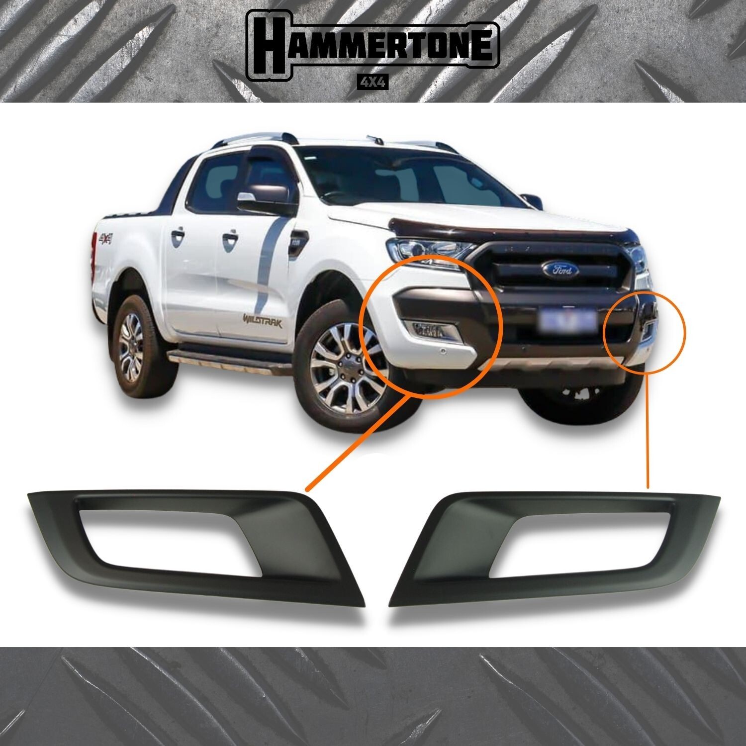 BLACK FOG LIGHT COVER Bezel For Ford Ranger PX2 Wildtrak 2015 2016 2017 ...