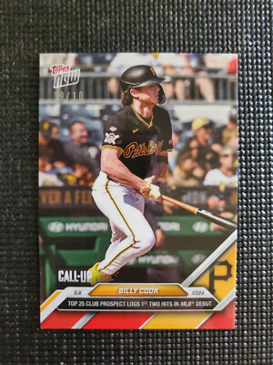Billy Cook Pirates Debut 1st Hit 2024 MLB TOPPS NOW Card 662 Red ...