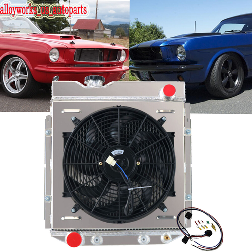 For 1960-1966 Ford Mustang 5.0L Conversion V8 4 Row Radiator+Shroud ...