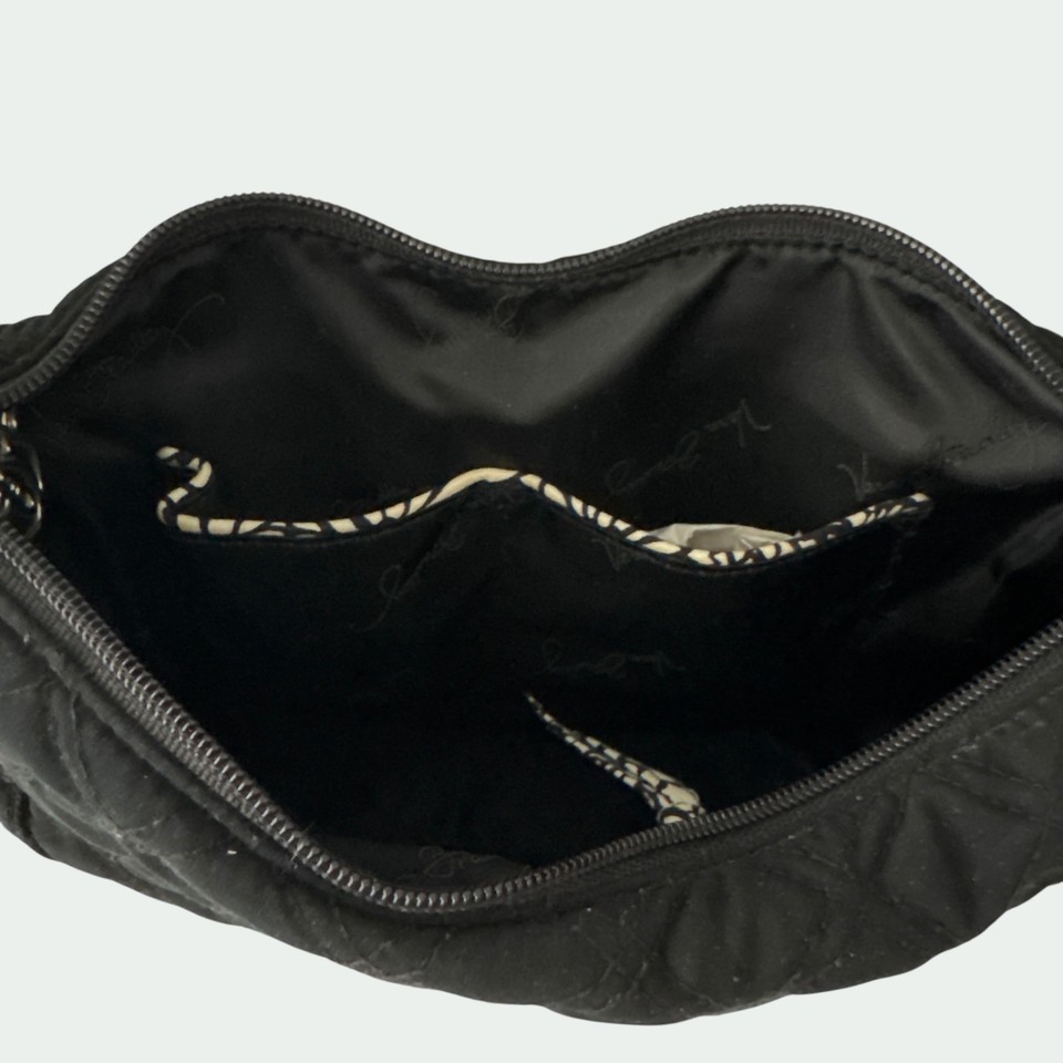 Vera Bradly Black Quilted Shoulder Bag Purse - Front Toggle Clasp ...