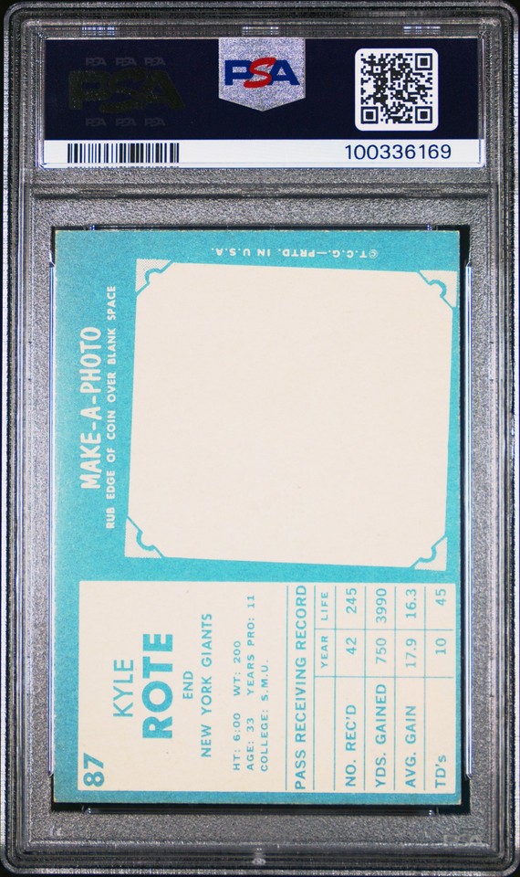 1961 TOPPS #87 KYLE ROTE PSA 8 | eBay