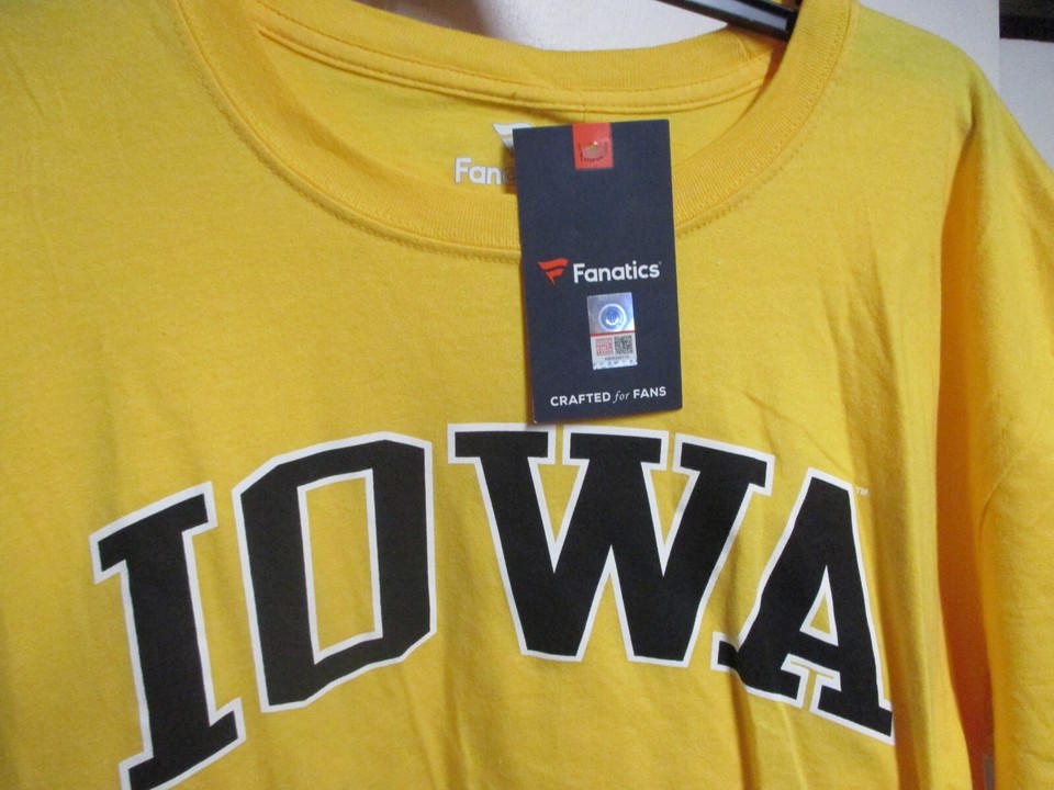 IOWA HAWKEYES "FANATICS" MENS SHORT SLEEVE T SHIRT (XL) NWT YELLOW ...