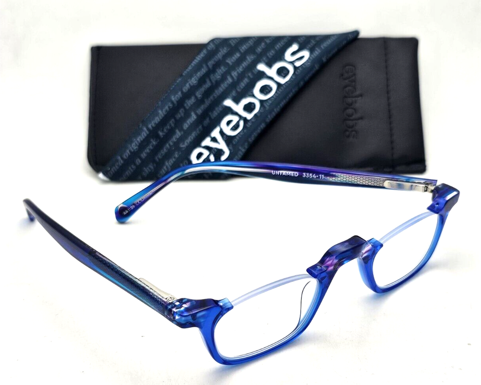 New Readers EYEBOBS Eyeglasses UNTAMED 3354 11 +1.00 Crystal Ocean Blue ...