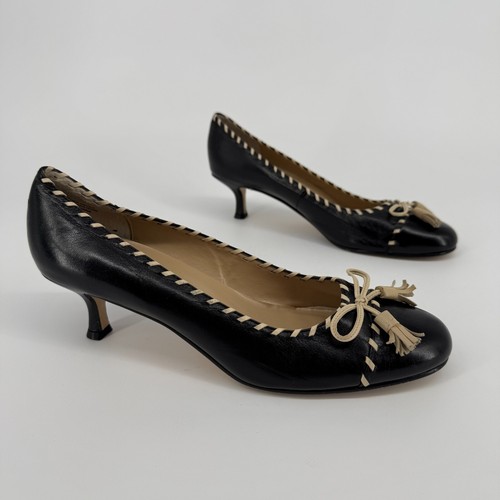 Karen Scott Black Kitten Heels Size 9.5 Leather Tassel Ballet Academia ...