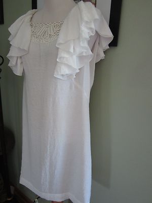 BCBG MAXAZRIA White Ruffle Sleeves Dress Size M $240 | eBay