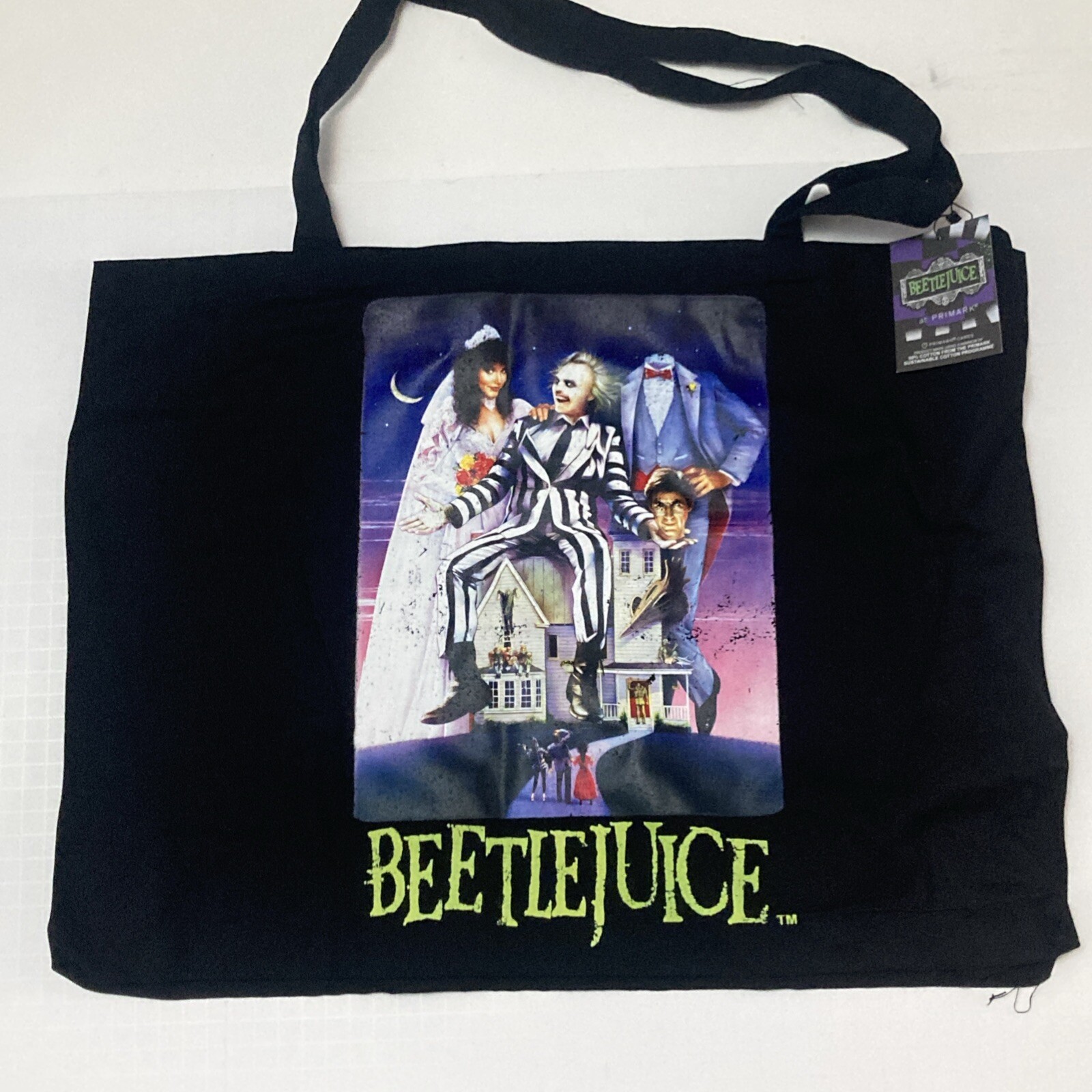 Primark Beetlejuice Tote Bag Black Cloth Tim Burton Michael Keaton ...