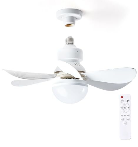 Small Socket Fan Light, Dimmable Screw in Fan and Light Combo, Ceiling ...