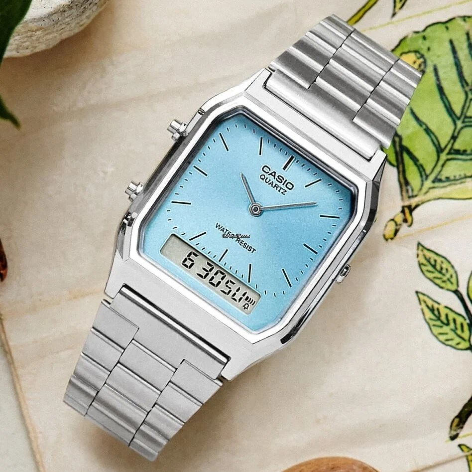 CASIO MEN AQ230-2A ICE BLUE DIAL WATCH | eBay
