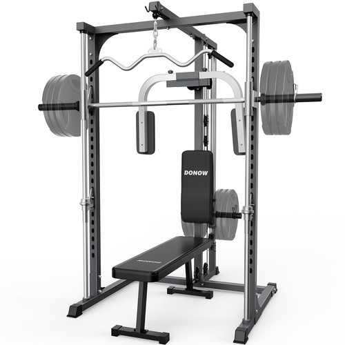 Smith Machine Power Cage Power Rack Squat Rack with Weight Bench Home ...