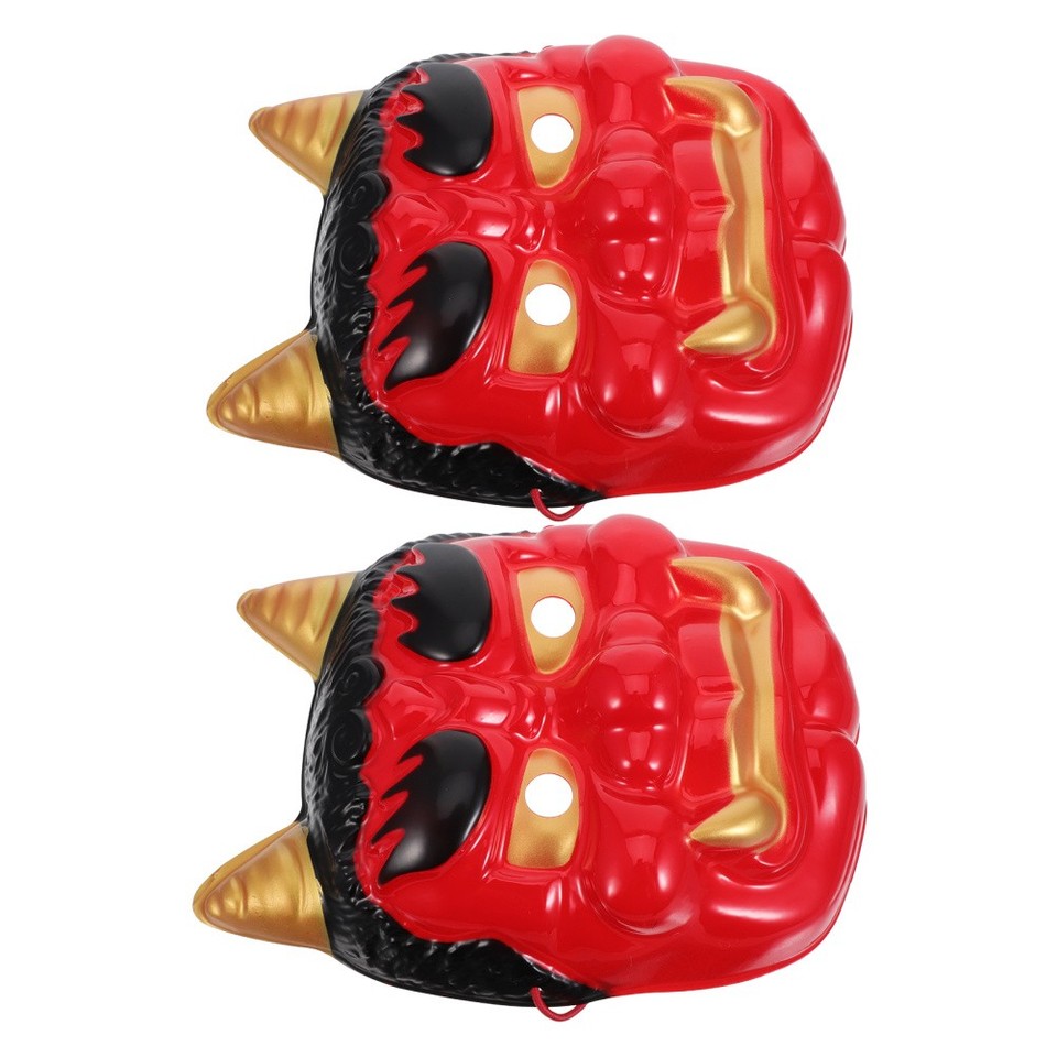 2pcs Japanese Samurai Demon Masks - Tengu Ghost Mask - Realistic Horned ...