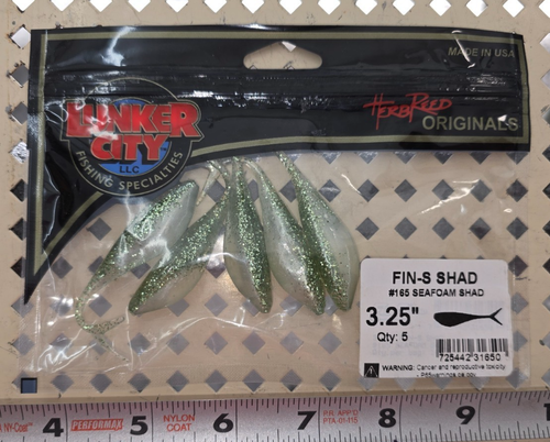 9-25 Lunker City Soft Plastics Fishing Lures Fin-S Shad #165 Seafoam ...