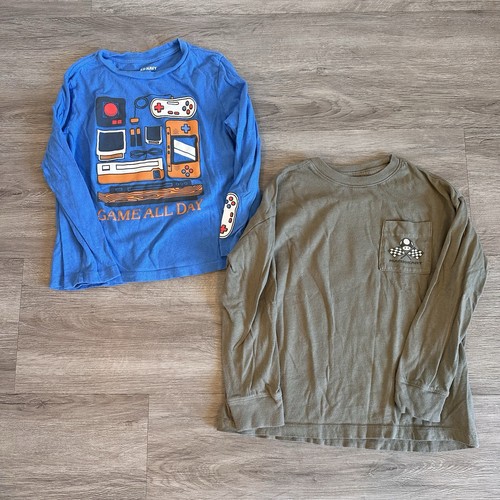 Old Navy Boys Long Sleeve T-Shirt Size 6/7 Green Mario Blue Video Game ...
