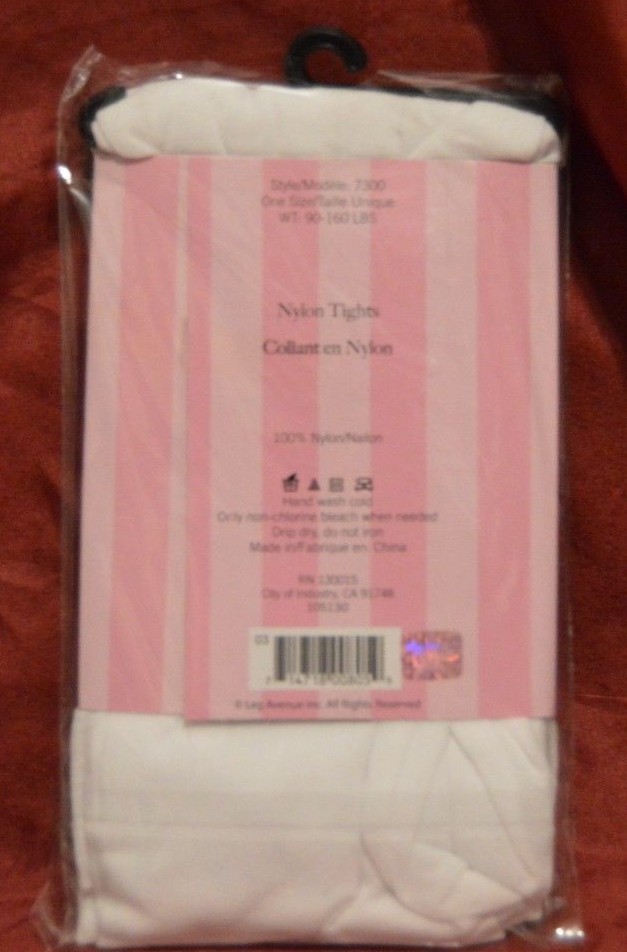 2 Pair Nylon Leg Avenue White Tights ONE SIZE Fits 90-100 Lbs (F1) | eBay