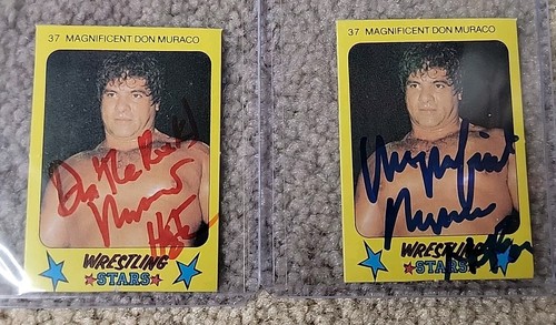 2x Magnificent Don The ROCK Muraco Signed 1986 Monty Gum Card #14 WWE ...