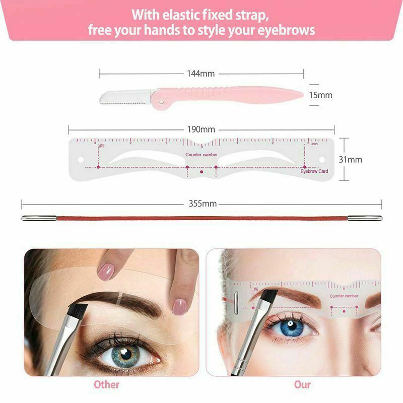 14Pcs Eyebrow Stencils Shaper Grooming Kit Brow Make-Up Template Tool ...