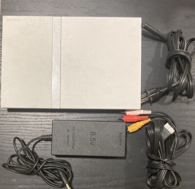 White PS2 Slim Sony PlayStation SCPH-79001 Tested Works OEM Cables,No ...