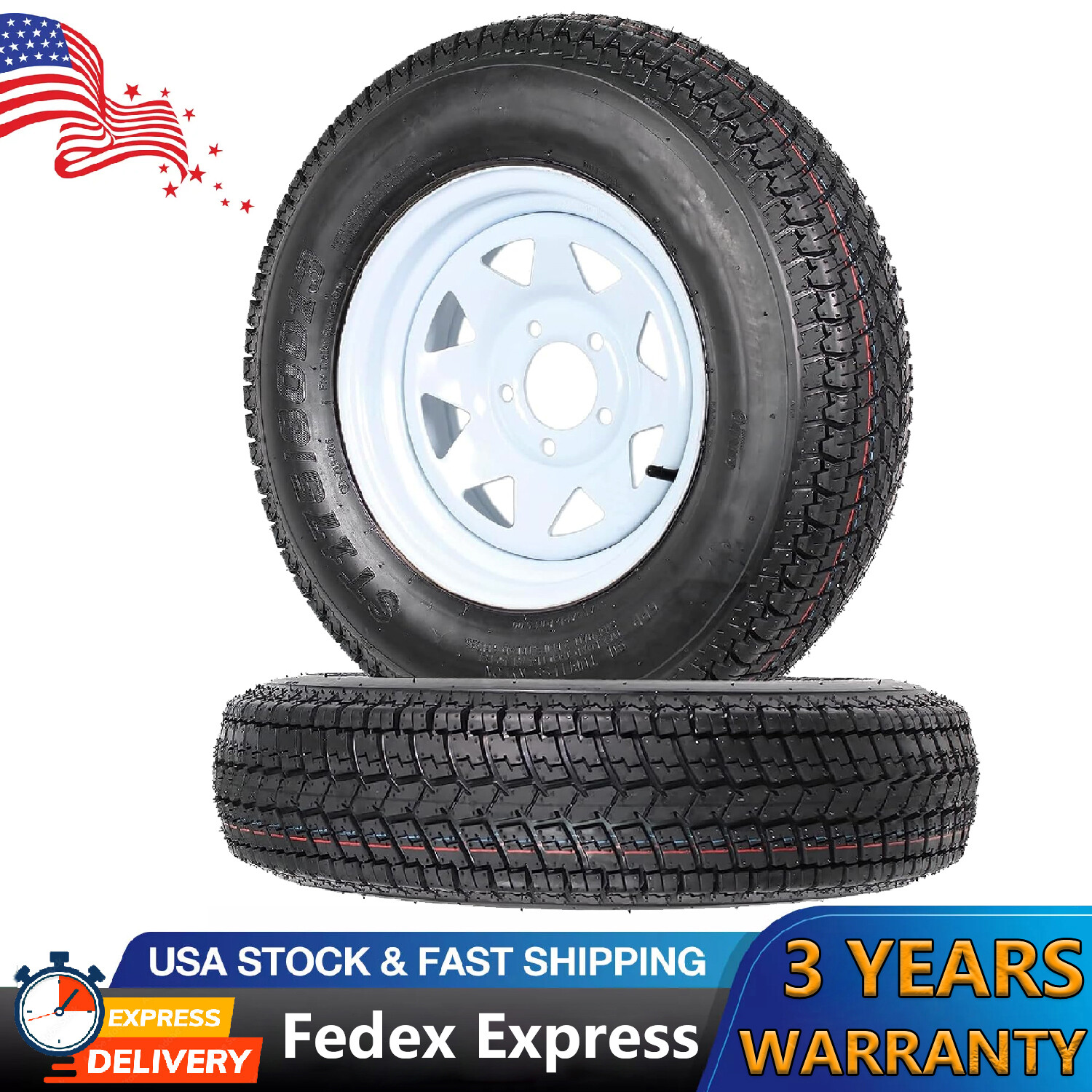 2 Pack ST175/80D13 Trailer Tires 175 80 13 Trailer Tire 5 Lug 6 Ply ...