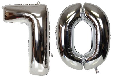 16 inch 70 Silver Number Balloons 70th Birthday Party Anniversary Foil ...