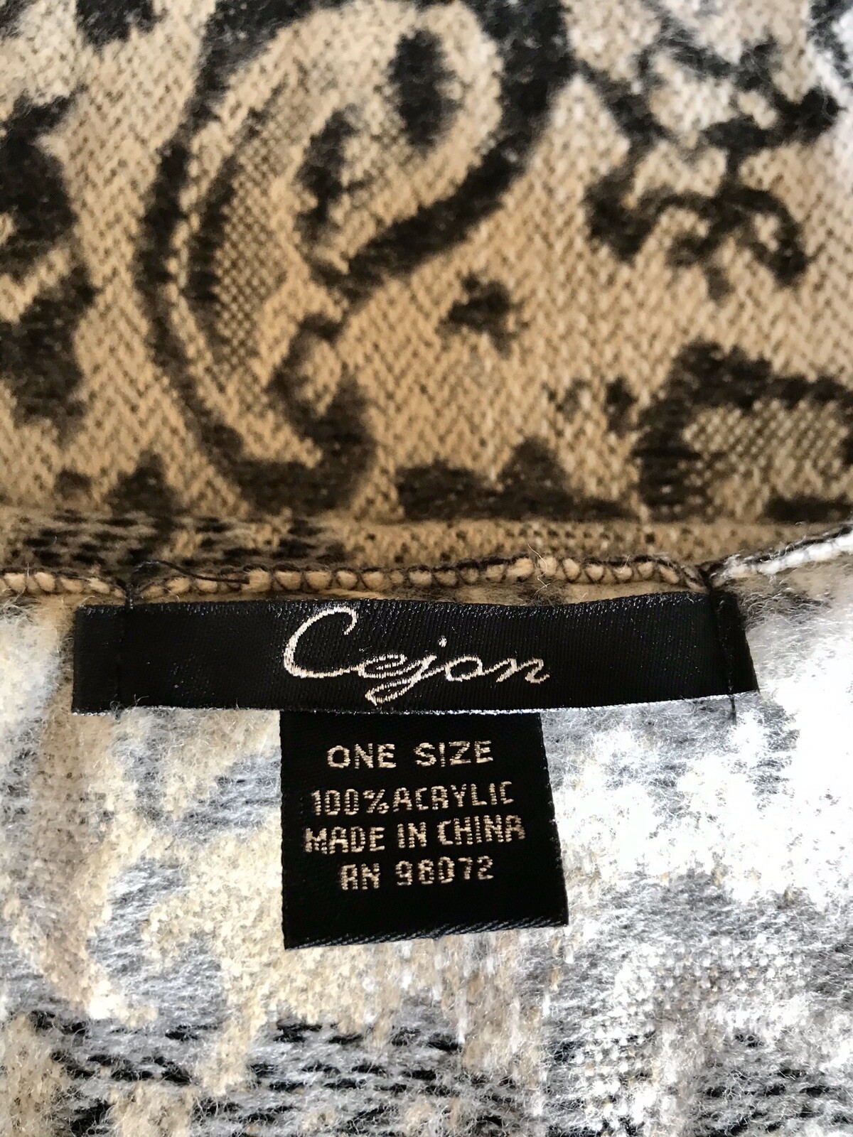 Scarf Cejon Women Black Dark Gray Tan Infinity With One Size Tassel RN ...