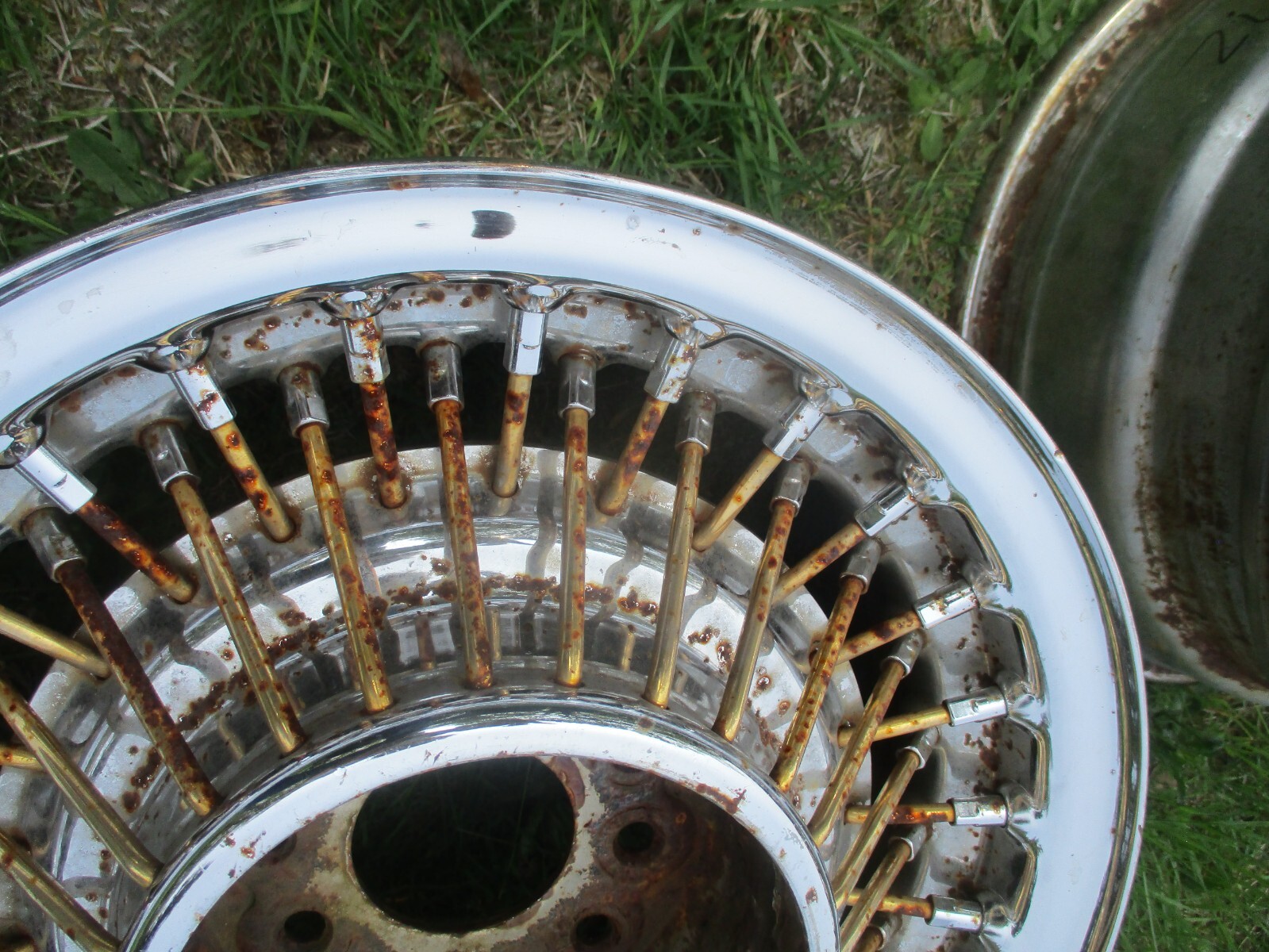 15'' x 7'' Vintage Mclean ? Chrome 52 gold Spoke Wire Wheel 5x4.75 ...