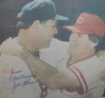Johnny Edwards Cincinnati Reds Signed Newspaper Authentic Autograph 8x9 ...