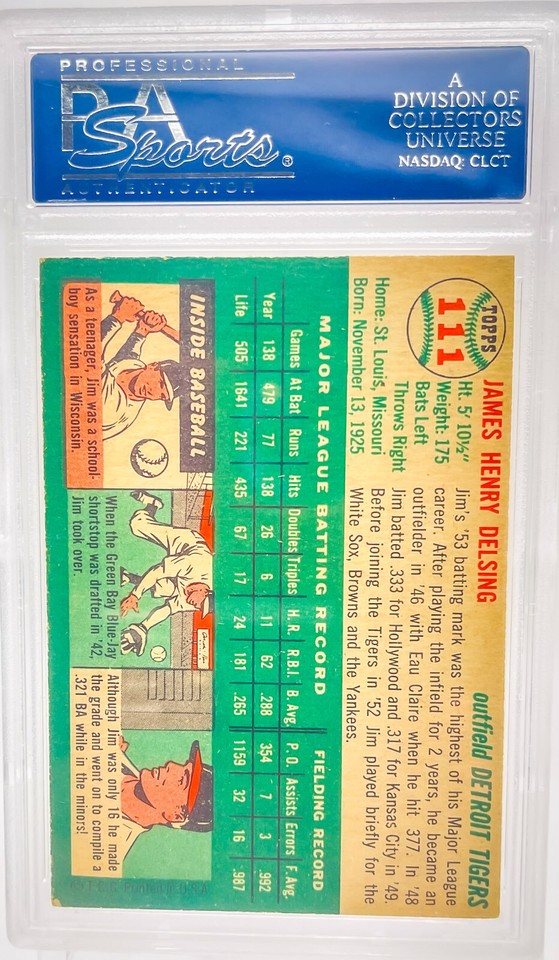 1954 Topps PSA 5 Jim Delsing #111 Detroit Tigers Set Break | eBay