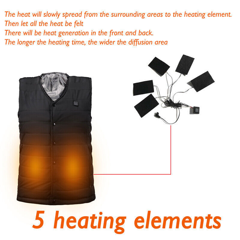 USB Electric Heated Vest Jacket Cloth Warm Up Heating Pad Body Warmer ...