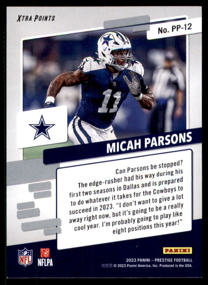 2023 Prestige Xtra Points Micah Parsons Dallas Cowboys PRESTIGIOUS PROS ...