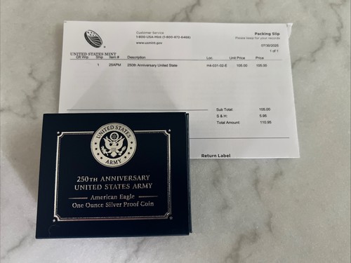 250th Anniversary US Army American Eagle One Ounce Silver Proof Coin ...