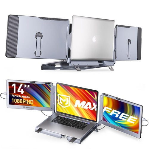 Maxfree F2 Triple Screen Laptop Screen Extender - 14'' Laptop Monitor ...