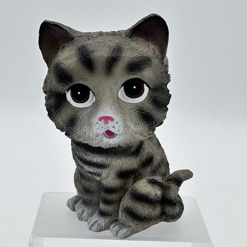 Cute Tabby Kitten Cat Figurine Coin Bank with Big Eyes – Resin 5” Tall ...