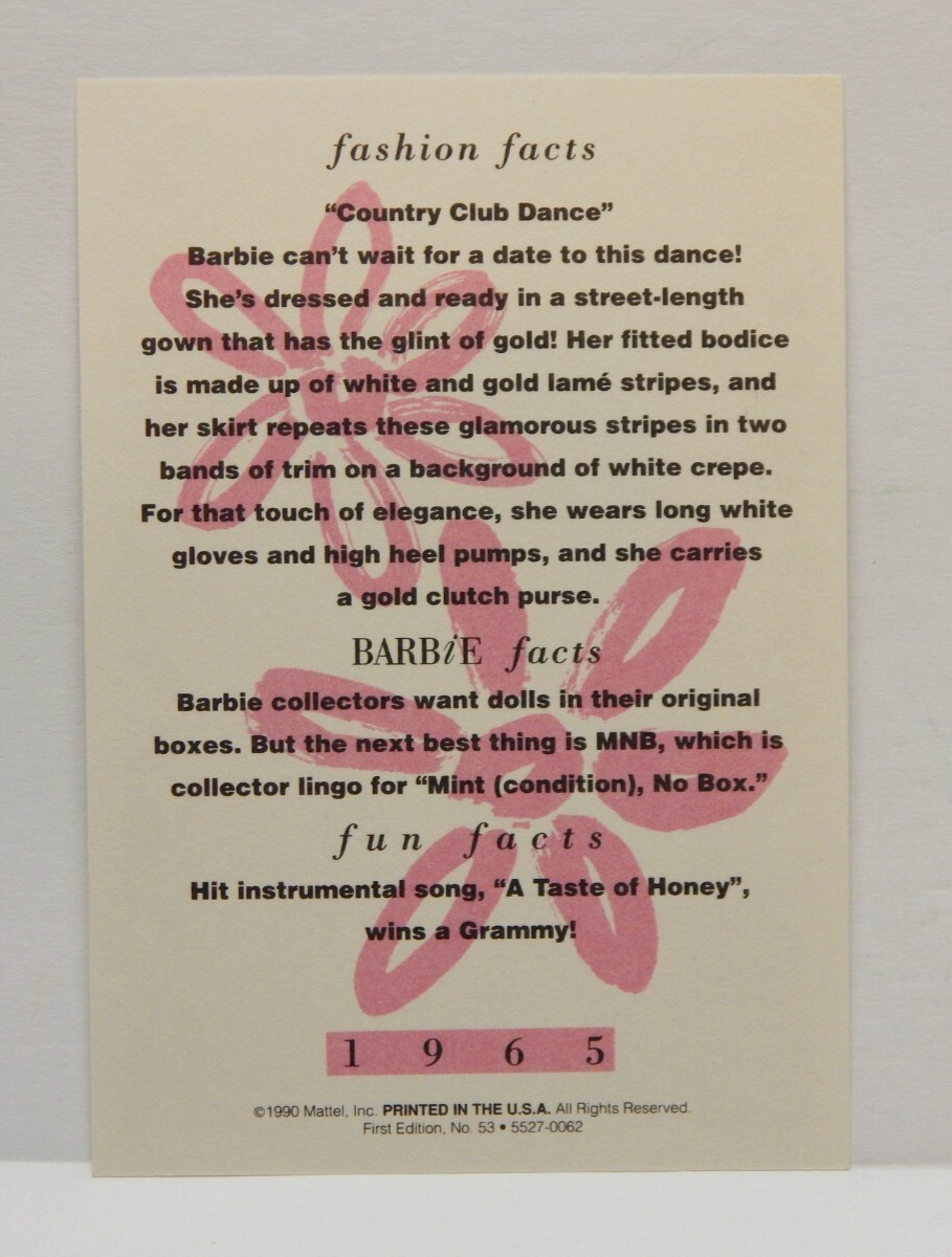 Barbie Fashion Card 53 Country Club Dance | eBay