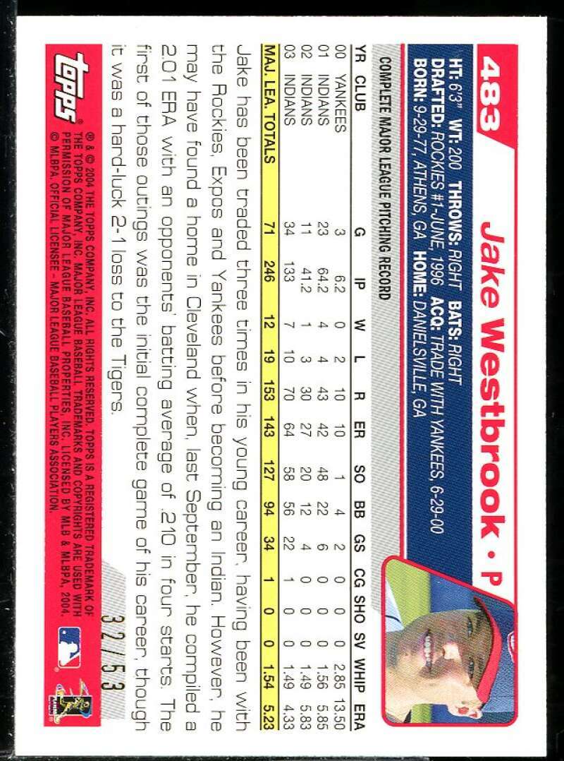 Jake Westbrook Card 2004 Topps Black #483 | eBay