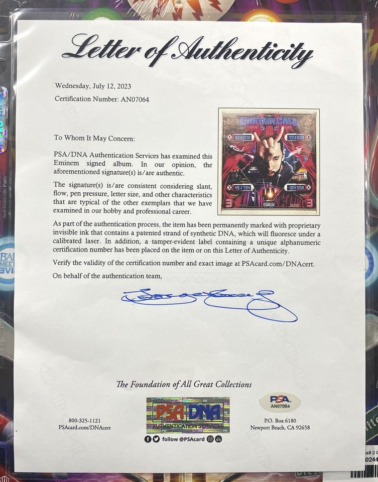 Eminem Signed "Curtain Call 2" Sealed LP – Autographed “Shady” in ...