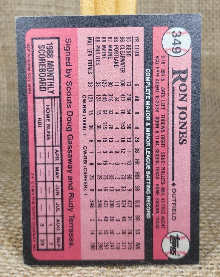 1989 Topps Ron Jones Baseball Card #349 Phillies FREE S&H A2 | eBay