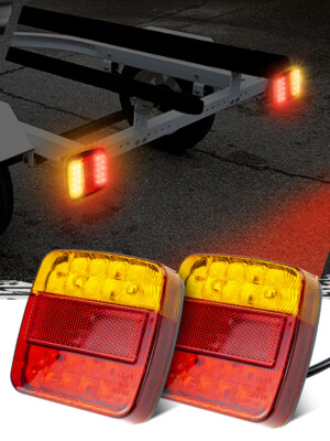 2X 12V LED Universal Square Rear Tail Light Trailer Truck Indicator ...
