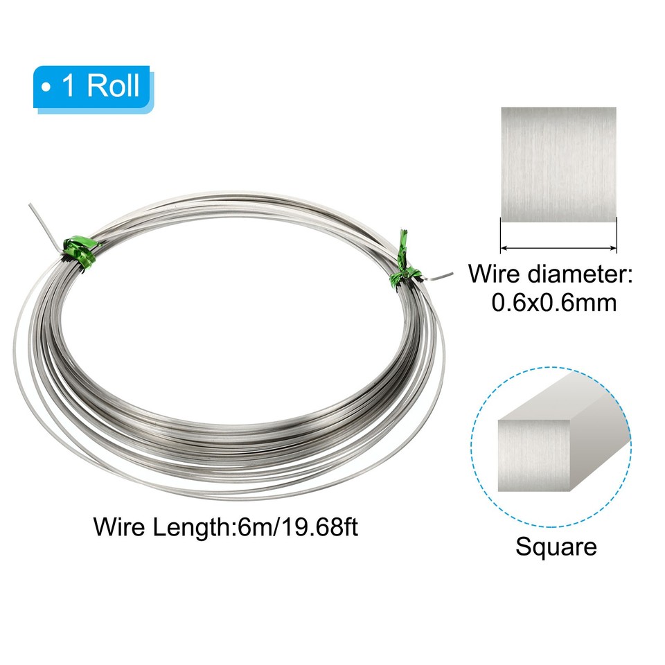 Half Hard Nickel Silver Wire, 23Gauge/0.6x0.6mm ,6m Square Craft Wire ...