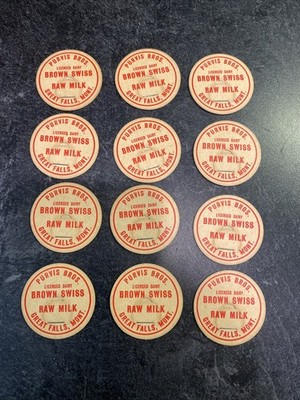 Lot Of 12 Vintage Brown Swiss Raw Milk Cardboard Milk Bottle Caps ...