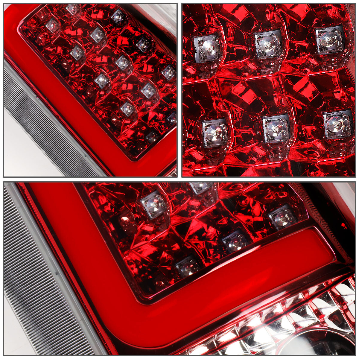 PAIR CHROME RED LENS 3D LED TAIL BRAKE LIGHTS LH+RH FOR 1988-2000 CHEVY ...