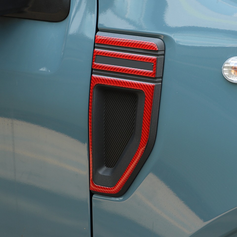 Red Carbon Fiber Front Side Fender Air Vent Cover Trim For Ford ...