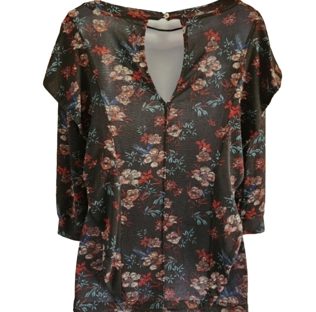 Free People Dock Street Shear Moody Floral Black Wome… - Gem