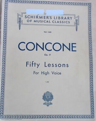 Concone 50 Lessons Opus 9 High Voice Piano Unmarked | eBay
