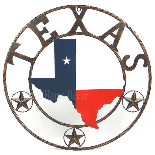 24" TEXAS Map Wall Decor Texas Flag Outline Plaque with Circle Rope ...