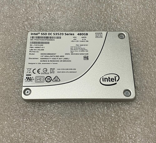 Intel DC S3520 SERIES 480GB SSDSC2BB480G7 SATA-6GBPS 3D1 MLC 2.5" SSD ...